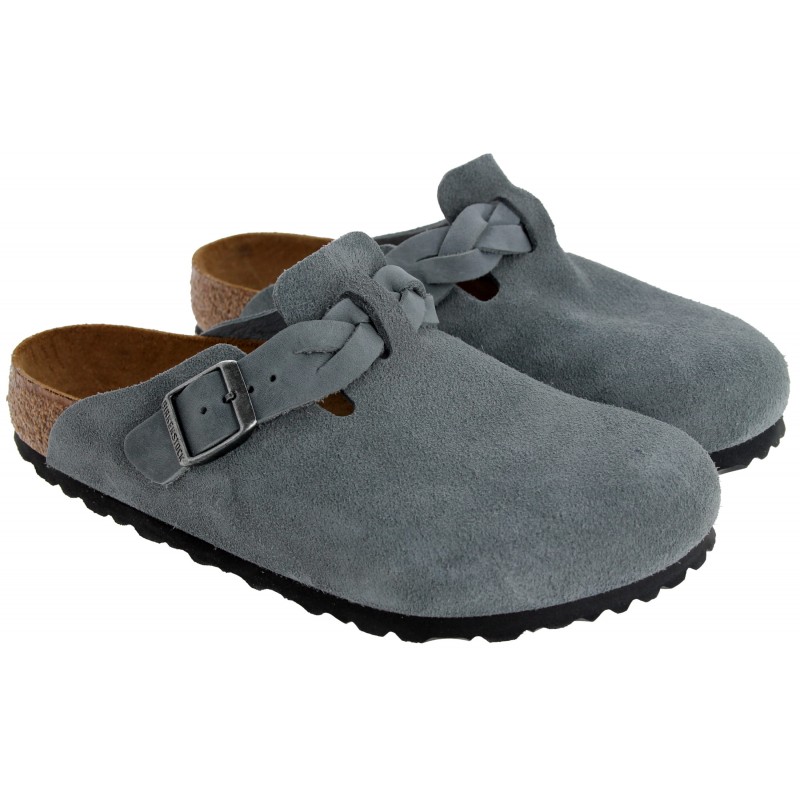 BIRKENSTOCK Boston Suede Clogs with Braided Strap Detail