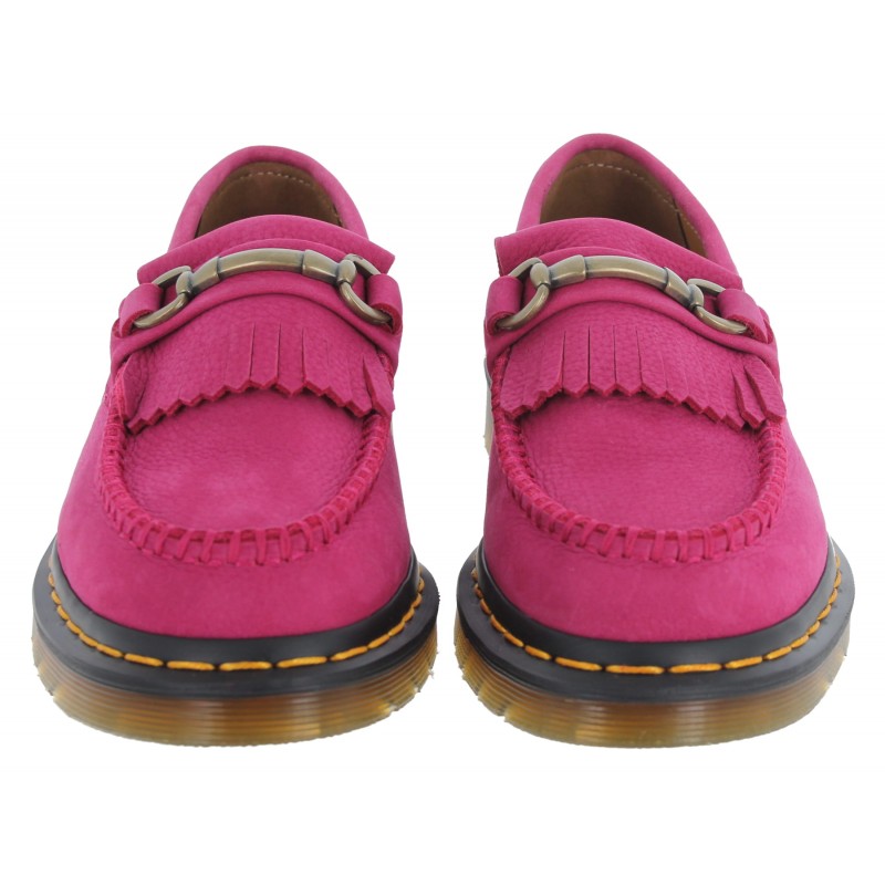 Dr. Martens Adrian Loafer Fuchsia Nubuck with Gold Snaffle